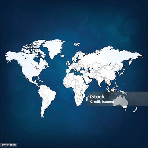 어두운 푸른 하늘 배경에 세계지도 백색 광 세계지도에 대한 스톡 벡터 아트 및 기타 이미지 세계지도 파란색 흰색 Istock