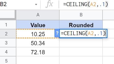 How To Use The CEILING Function In Google Sheets