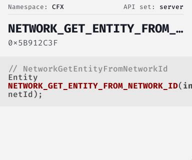 NetworkGetEntityFromNetworkId FiveM Natives Cfx Re Docs