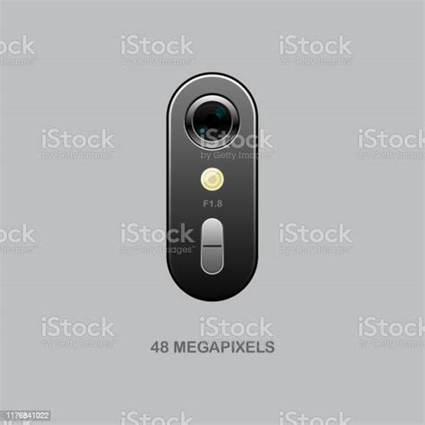 스마트 폰 또는 플래시와 다른 가제트에 그림 사실적인 렌즈 카메라 실버 색상 공란에 대한 스톡 벡터 아트 및 기타 이미지 공란 등 디자인 Istock