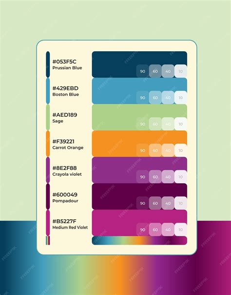 Inspiração De Paleta De 10 Cores Com Cores De Tonalidade E Código