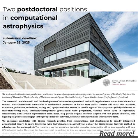 Researchjobscz On Linkedin Postdoctoral Computational Astrophysics