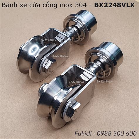 Bánh xe inox ray V xoay độ có lò xo giảm chấn tải trọng kg BX VLX FUKIDI