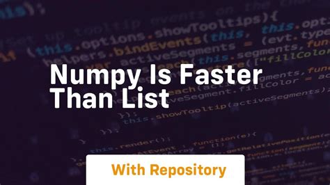 Numpy Is Faster Than List Youtube