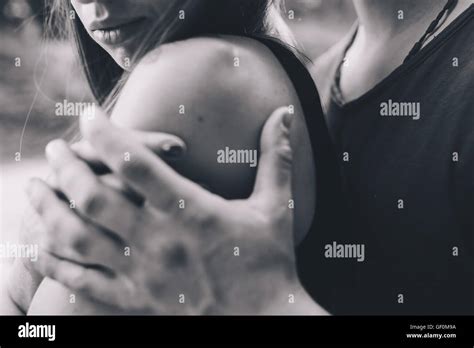 Guy Hugging His Girlfriend Stock Photo Alamy