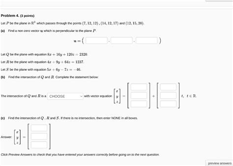 Solved Problem Points Let P Be The Plane In R Which Chegg