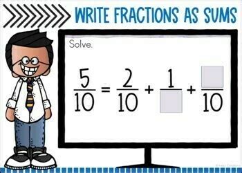 Decompose Fractions Write Fractions As Sums Digital Boom Cards 2 Decks