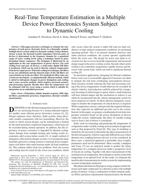 Pdf Real Time Temperature Estimation In A Multiple Device Power Electronics System Subject To