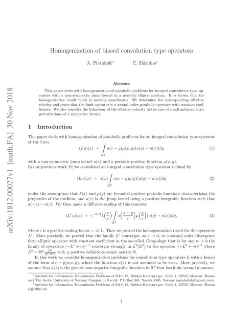 Pdf Homogenization Of Biased Convolution Type Operators