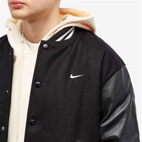 Nike Mens Authentic Varsity Jacket In Black White Nike