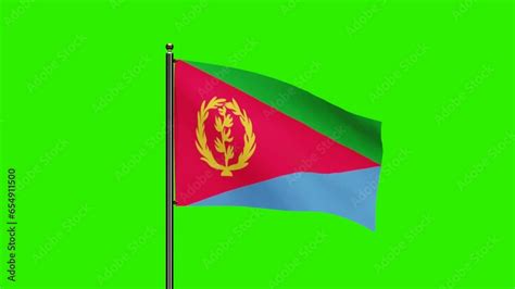 3d Rendered Eritrea National Flag Waving Animation With Realistic Wind
