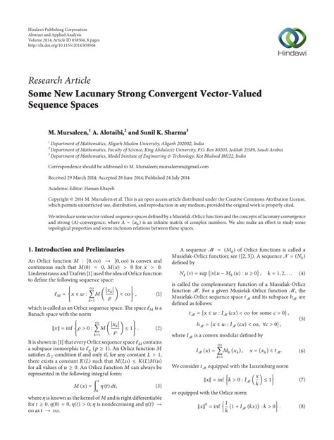 Pdf Some New Lacunary Strong Convergent Vector Valued Sequence Spaces