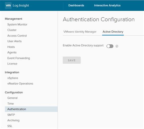 Configuring AD Authentication In VRealize Log Insight