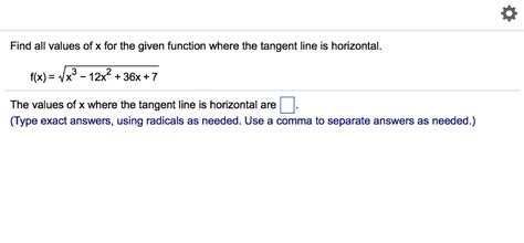 solved find all values of x for the given function where the