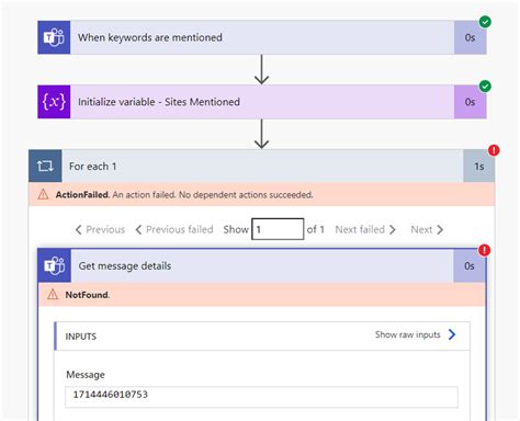 flow failing when using trigger microsoft teams power platform
