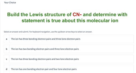 Solved Your Choicebuild The Lewis Structure Of Cn And Chegg Com