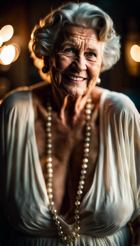 Old Shaggy Grandma White Blouse No Bra Standing By Sando35s On