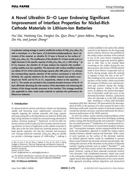A Novel Ultrathin Si O Layer Endowing Significant Improvement Of Interface Properties For Nickel