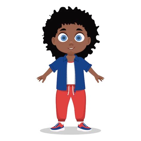 귀여운 소년 미소 아이가 웃는다 벡터 일러스트 레이 션 프리미엄 벡터