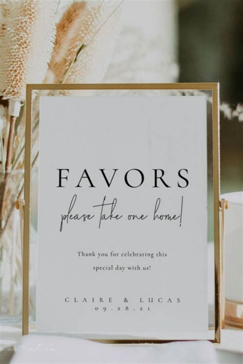 Modern Wedding Favors Sign Template Elegant Editable Design Digital