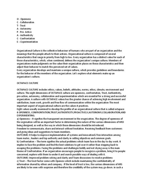 Octapace Pdf Organizational Culture Autonomy