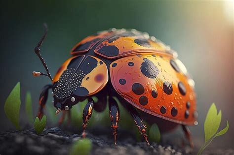 Premium Photo Lady Bug On Rough Surface Macro Portrait Isolated On
