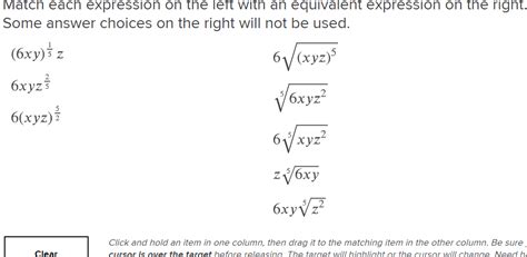 solved match each expression on the left with an equivalent