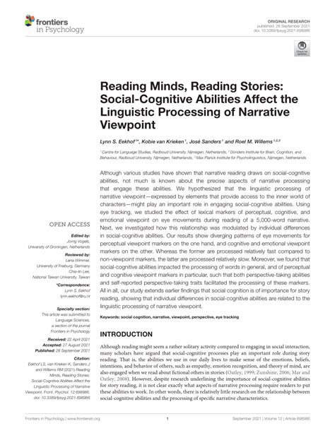 pdf reading minds reading stories social cognitive abilities affect