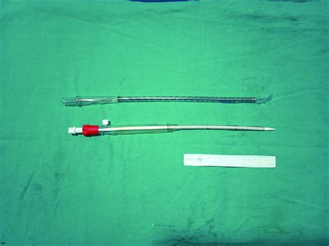 Upper 20 Fr Right Angle Plastic Tip Aortic Cannula Used During Open