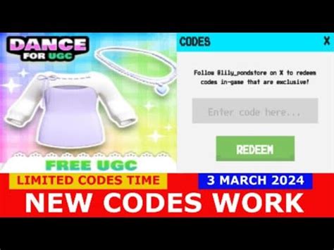 NEW CODES Dance For UGC ROBLOX LIMITED CODES TIME MARCH 3 2024 YouTube