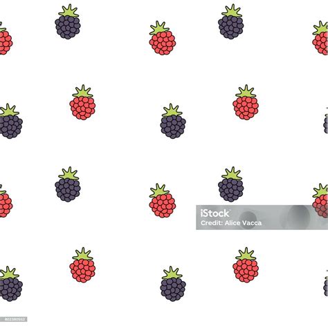 귀여운 만화 블랙베리와 라즈베리 원활한 벡터 패턴 배경 그림 0명에 대한 스톡 벡터 아트 및 기타 이미지 0명 건강한 생활방식 검은색 Istock