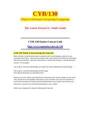 CYB 130 Week 3 Accessing The Internet Doc CYB 130 Object Oriented Scripting Language The