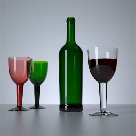 Botle And Glasses Indigo Renderer