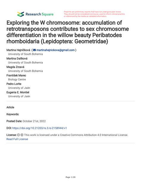 Pdf Exploring The W Chromosome Accumulation Of Retrotransposons Contributes To Sex Chromosome