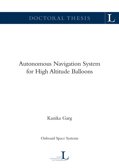 Autonomous Navigation System For High Altitude Balloons Docslib