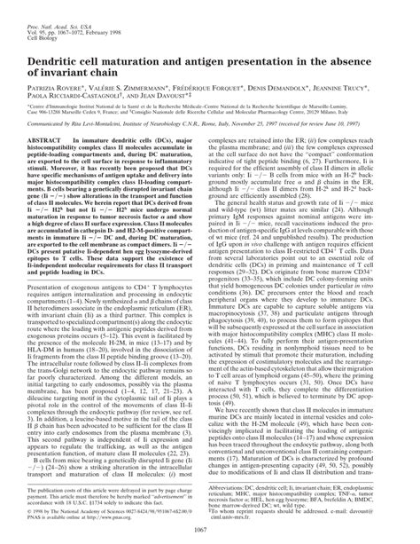 Pdf Dendritic Cell Maturation And Antigen Presentation In The Absence