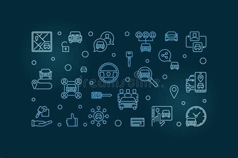 Carsharing Concept Line Blue Illustration Car Sharing Concept Vector