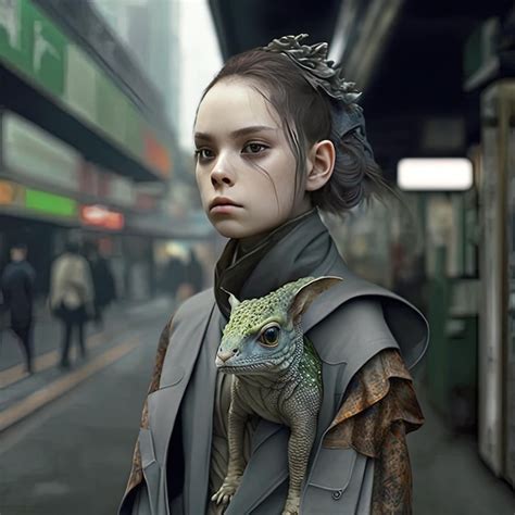 A Girl Dressed As A Lizard Captured Beautifully Premium Ai Generated