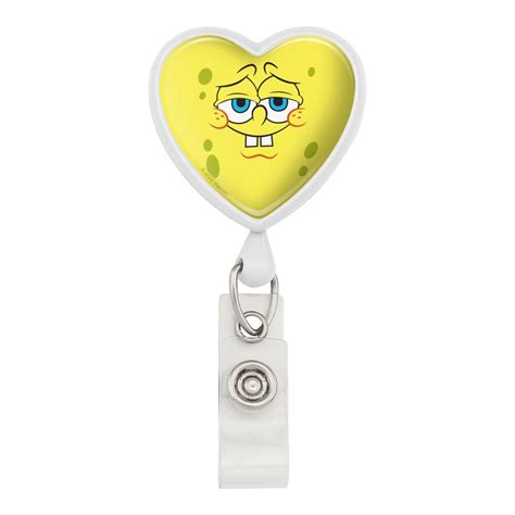 Spongebob Confident Face Heart Lanyard Retractable Reel Badge Id Card
