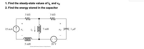 solved find the steady state values of il ﻿and vcfind the