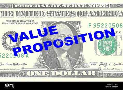 Render Illustration Of Value Proposition Title On One Dollar Bill As