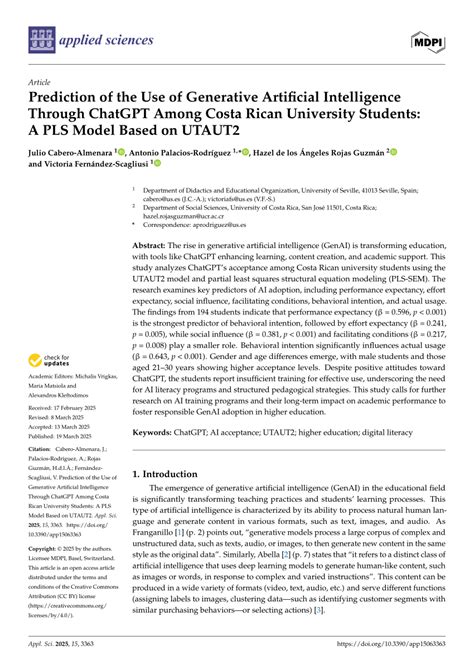 Pdf Prediction Of The Use Of Generative Artificial Intelligence