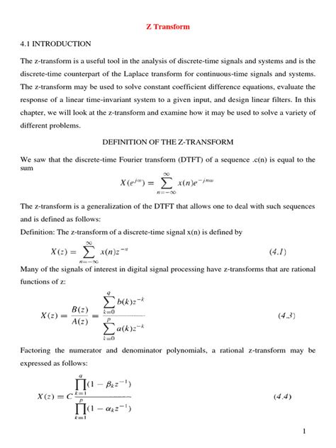 Z Transform Pdf Mathematical Analysis Applied Mathematics