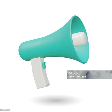 샘플 디자인의 현실적인 3d 메가폰 벡터 그림입니다 확성기 또는 확성기 발표 아이콘으로 흰색 배경에 3d 3차원 형태에 대한 스톡 벡터 아트 및 기타 이미지 Istock