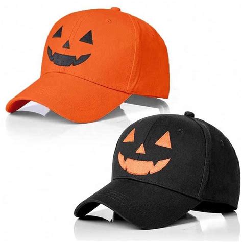 Spice Up Your Halloween Outfit With Smiling Pumpkin Embroidered Vintage Style Dads Cap Unisex