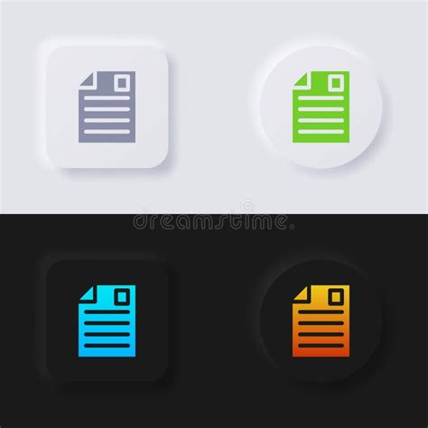 Paper Icon Set Multicolor Neumorphism Button Soft Ui Design Stock Vector Illustration Of
