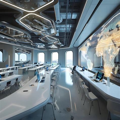 View Of Futuristic And High Tech Classroom For Students Premium Ai