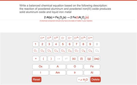 Solved Write A Balanced Chemical Equation Based On The