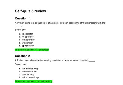 Self Quiz 5 Self Quiz 5 Introduction To Business Programming In
