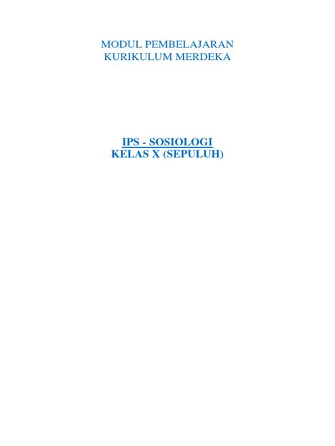 Cth Modul Sosiologi 10 Pdf